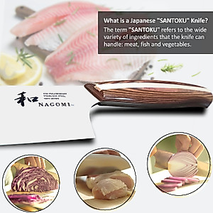 NAGOMI] 7-Inch All-Purpose Knife for Meat, Fish, Vegetables | Professional-Quality Japanese SANTOKU Kitchen Knife with Ergonomic Handle | Stainless Steel Ultra Sharp | Gift Box