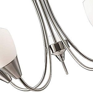 TFCFL Contemporary 5-Light Large Chandelier + Alabaster Glass Shades, Adjustable Chain, for Dining & Living Room, Bedroom, Kitchen and Foyer, Brushed Nickel Finish