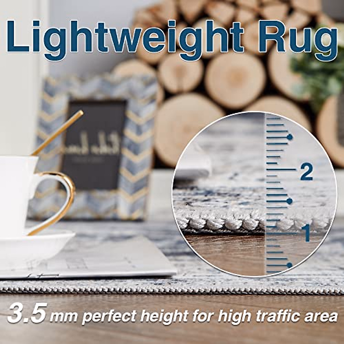 jinchan Area Rug 8x10 Persian Rug Washable Boho Living Room Rug Floral Print Large Rug Indoor Soft Distressed Foldable Carpet Thin Rug Bedroom Dining Room Office Farmhouse Dark Blue