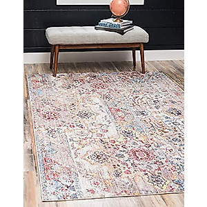 Unique Loom Basilica Collection Traditional Bohemian Colorful Vintage Beige Area Rug (8' 0 x 10' 0)