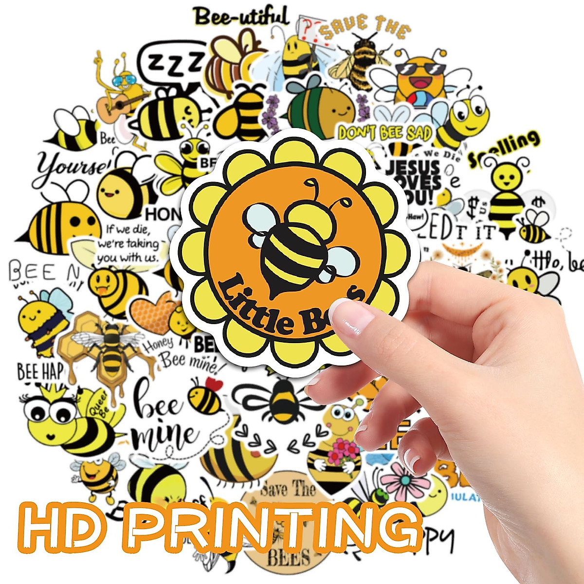 Bee Stickers 100PCS Honey Bee Stickers Waterproof Vinyl Decals for Water Bottles Scrapbook Laptop Car Luggage Kids Teens Boys Girls Bumble Bee Party Favors