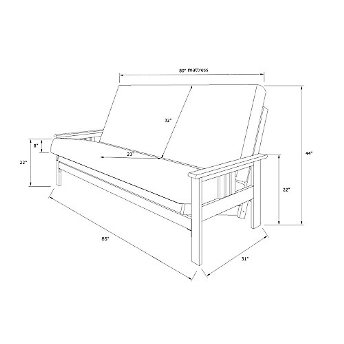 Kodiak Furniture Monterey Frame with Suede Fabric Mattress in Blue/Espresso