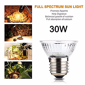 FIVEAGE 30W UVA UVB Bulb Basking Bulb Reptile Heat Lamp Basking Spot Bulb Small Sun Lamp for for Bearded Dragons,Lizard Reptiles and Amphibians-6 Pack