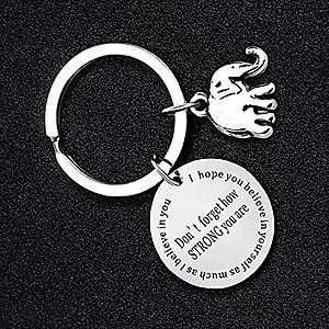 XLCTT Inspirational Gift Elephant Keychain Keyring Don't Forget How Strong You Are Keychain Birthday Graduation Christmas Gift (Don’t forget)