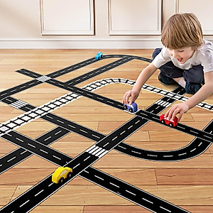 Piokio 33' x 2.4" Black Road Track Tape, Car Tracks are Great for Kids Birthday Party, Racing Party Decoration (1 Rolls)