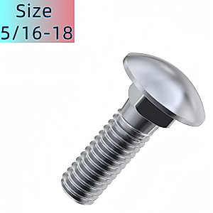 5/16"-18 X 2(25pc) Stainless Carriage Bolt, 18-8 Stainless Steel Full Thread Coverage,Carriage Bolt,by SANTIE