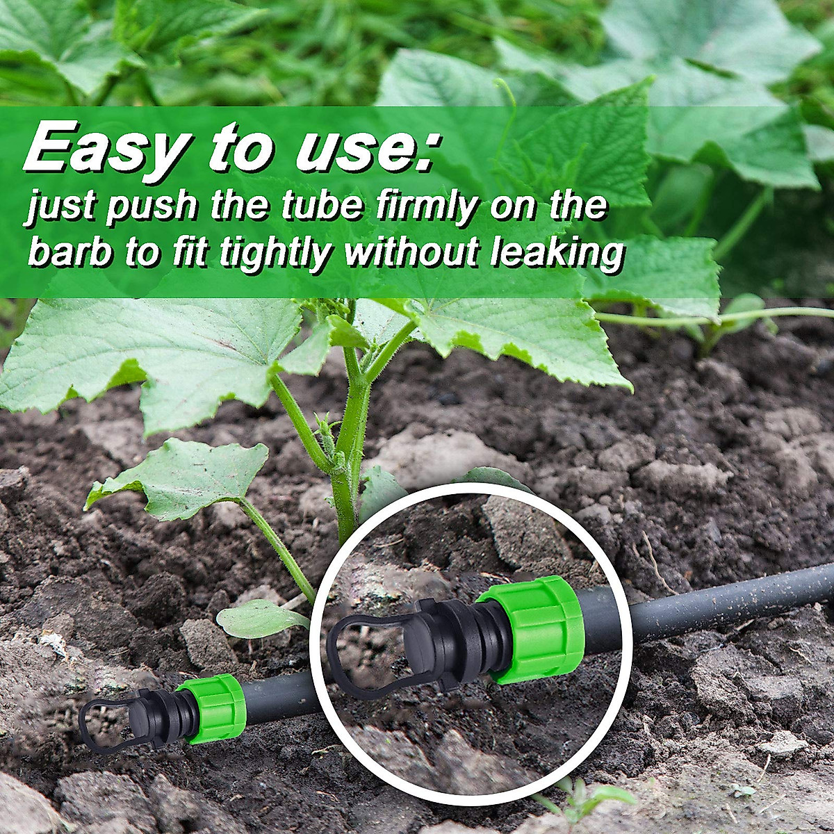 12 Pieces Drip Irrigation Coupling and Drip Irrigation Tubing End Cap Plug 1/2 Inch Universal Drip Irrigation Fitting Compatible with Most 16-17 mm Drip Tape AG Tubing Drip or Sprinkler Systems