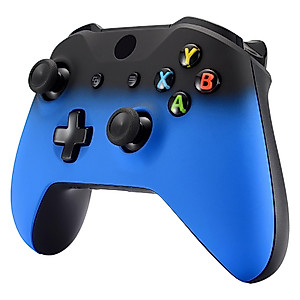 eXtremeRate Shadow Blue Faceplate Cover, Soft Touch Front Housing Shell Case, Comfortable Soft Grip Replacement Kit for Xbox One S & Xbox One X Controller - Controller NOT Included