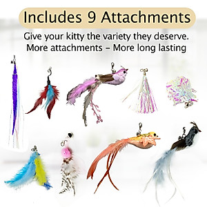 Felicity Suction Cup Cat Toy, 2 in 1 Interactive Bird Toy for Cats - 2 Strong Suction Cups, 9 Cat Feather Toys, 2 Durable Cat Wands, 1 Hanging Cat Toy - Interactive Cats Toys for Indoor Cats