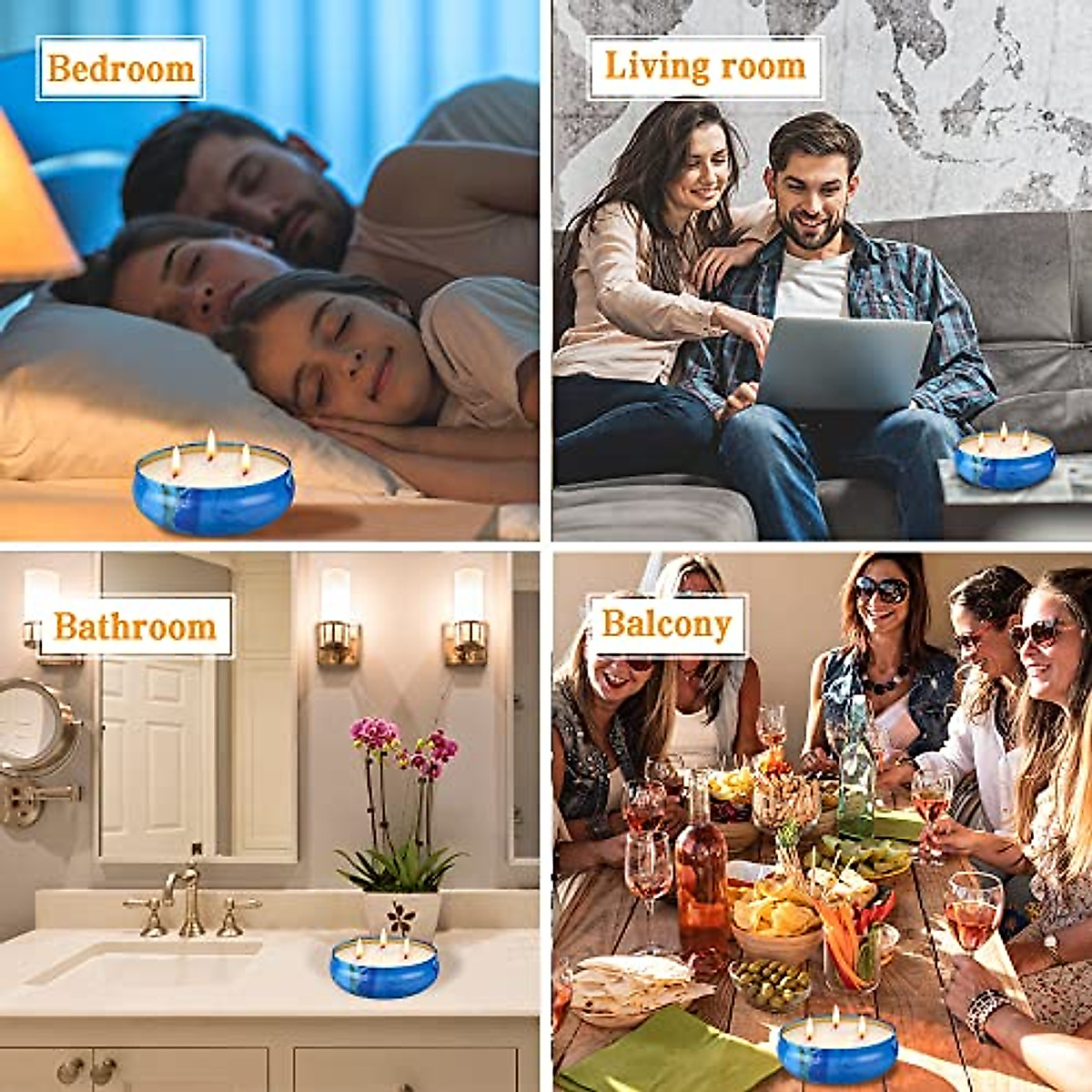 OFUN Large Citronella Candles Outdoor, 3 Wicks Scented Candle Set for Home Patio, Garden Balcony Camping BBQ, 240hr Long Lasting, Decorative Travel Tin, Natural Soy Wax Jar Candles 3 Pack