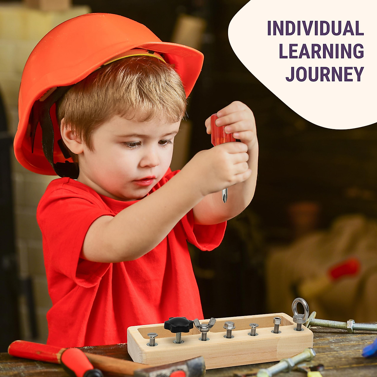 Montessori Screwdriver Board Set- Preschool or Classroom Activity Game - Solid Wooden Screw Driver Toy set With Real Safe Tools - Kids Sensory and Fine Motor Skills Toy for 3 4 5 Year Old