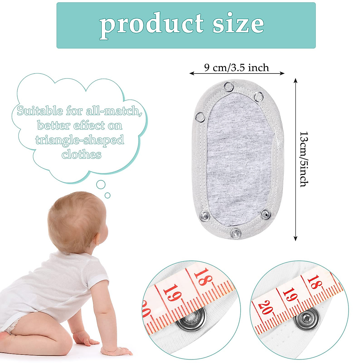 Bencailor 10 Pieces Bodysuit Extender for Baby Boys Girls Toddler Baby Bodysuit Extender