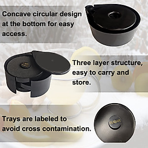 3 Tier Bar Glass Rimmer with Sponge for Cocktails and Margarita Mixing,Salt and Sugar Container,Seasoning Box,Bartender Tool for Bar,Pub Party and Reception,Black