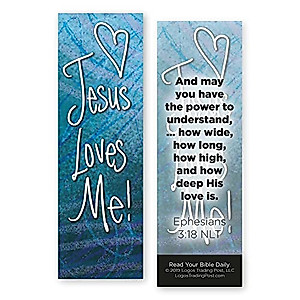 Jesus Loves Me, Ephesians 3:18, Bulk Pack of 25 Christian Bookmarks for Kids, Childrens Bible Verse Book Markers, Sunday School Prizes with Memory Verses, Scripture Gifts for Kids & Youth