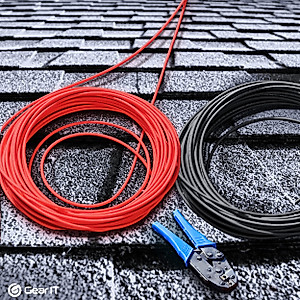 GearIT 10AWG Solar Extension Cable (100FT Black - 100Ft Red) Male to Female Solar Connectors with Adapter Tool Kit, Solar Panel Renewable Energy, 10 Gauge Pure Copper Extension Cord, 100 Feet