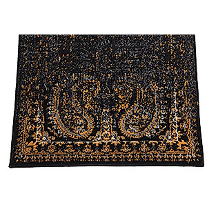 Unique Loom Imperial Collection Paisley, Distressed, Border, Vintage, Modern, Abstract Area Rug, 2 x 3 ft, Black/Orange