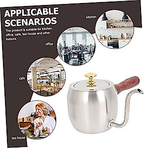 VINTORKY Wooden Handle Coffee Pot Japanese Tea Pots Hand Drip Coffee Pot Coffee Server Thermal Carafe Coffee Maker Coffee Kettle Coffee Makers Espresso Stainless Steel