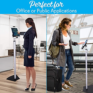 Pyle Anti-Theft Adjustable Tablet Security Stand - Metal Floor Mount Tablet Holder w/Lock, 360 ° Rotation, Works w/iPad Mini, Kindle Fire HD, Samsung Galaxy, Android Tablets - PSPADLK62