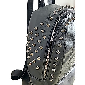 Women Skull Backpack Rivet Studded Fashion Daypack Gothic Purse Tassel Zipper (Slivet Round Rivet)