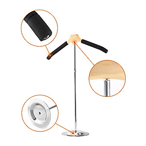 QWORK Adjustable Metal T-Shirt Display Stand, 2 Pack Foam & Wire Clothes Hanger Rack -16" to 28" for Coat Clothing Garment Retail, Craft Show