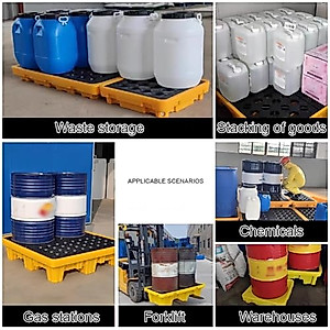 Rygcrud 1PCS Drum Modular Spill Platform, Industrial Polyethylene Sump Tray, Spill Containment Pallet for Garage Warehouse Basement(140 L/130X68X30 CM)