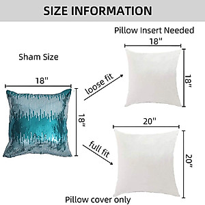 Juya Delight Sequin Throw Pillowcases Teal and Silver Sparkle Pillow Cushion Covers for Couch Sofa Home Decor,18x18 inches, Set of 2