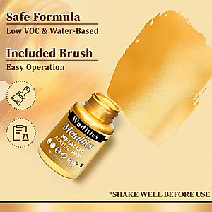 Wadities Acrylic Paint Metallic Gold, 250ml Gold Leaf Paint for Art Painting, Ideal for Canvas, Wood, Clay, Fabric, Ceramic, Stone, Glass Craft Supplies