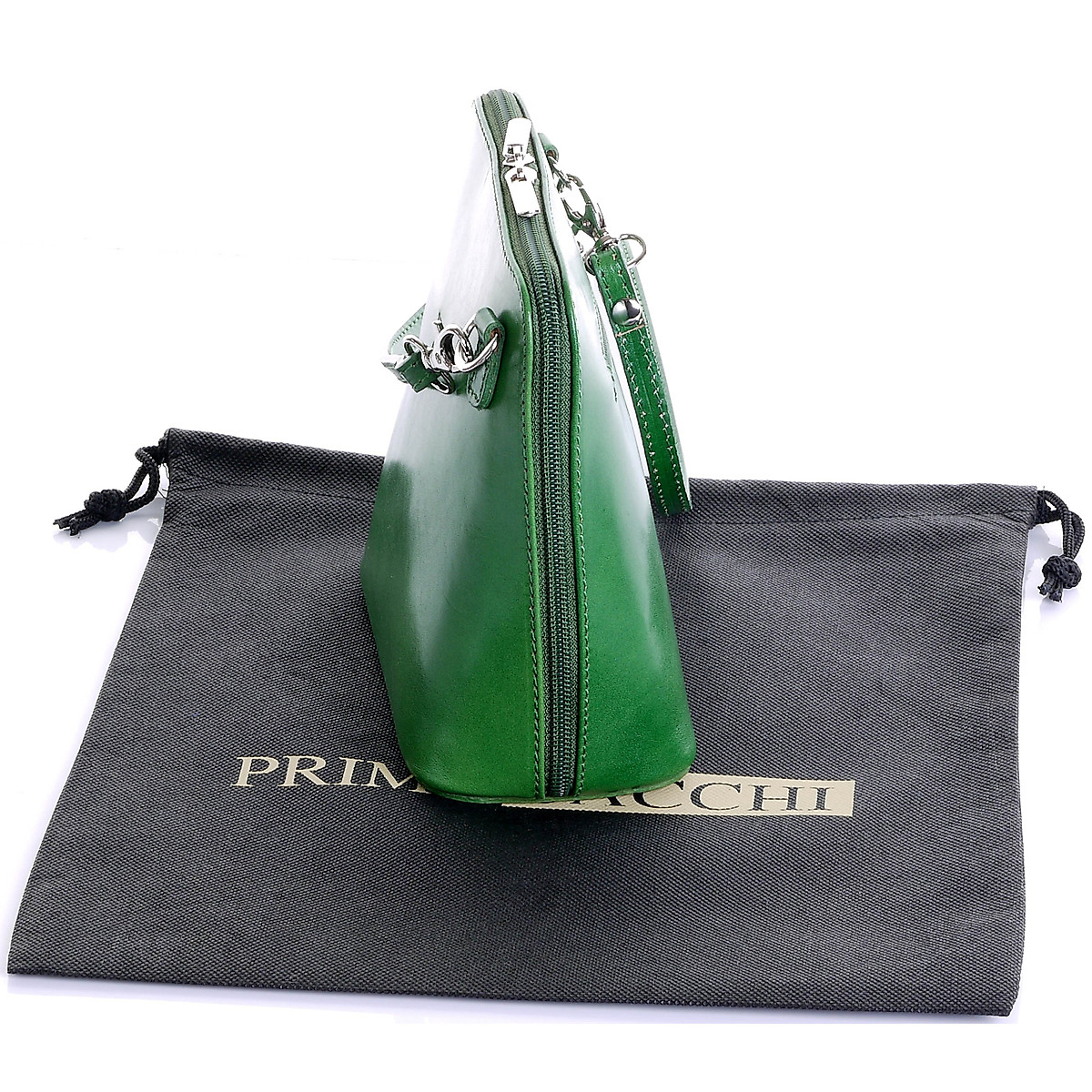PRIMO SACCHI Ladies Italian Leather Green Small Micro Cross Body Shoulder Bag Handbag Purse