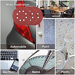 LotFancy Sanding Disc, 5 Inch 8 Hole, 110PCS, 40 60 80 100 120 180 240 320 400 800 1000 Grit Assorted Sand Paper, Hook and Loop Sandpaper Assortment, Random Orbital Sander Pads