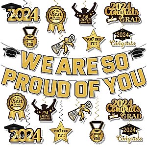Graduation Party Decorations of 2024,Class Backdrop Banner,Graduation Party Decorations College Graduation Decorations Class of 2024 Party Supplies (Gold)