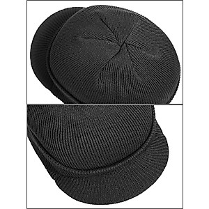 SATINIOR Men's Knit Cap with Brim Beanie Hat Warm Thick Hat for Outdoor (Black, Dark Gray, 2)
