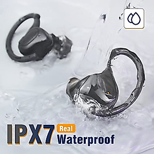 EDKKIE Wireless Earbuds with Earhooks for Small Ears, Mini Bluetooth Earbuds with Microphone, IPX7 Waterproof, 24H Playtime, Wireless Earphones for Sport and Working Out