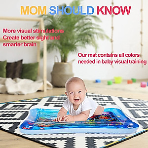 WSPER Tummy Time Water Mat Inflatable Water Play mat for 3 6 9 Months Baby Boy & Girl, Early Activity Center for Newborn Infants