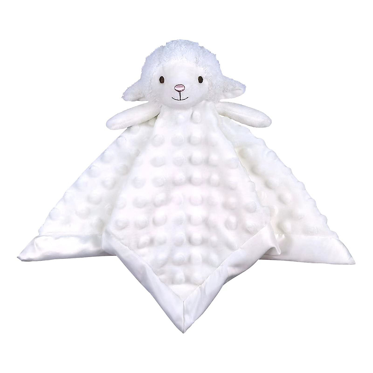 Doindute Baby White Lamb Soft Stuffed Animal Security Blanket, Plush Sheep Character Lovey Blanket, Baby Shower/Nursery Gift, Newborn Infant Toddler Snuggle Blankie for Boys Girls, 13 Inches