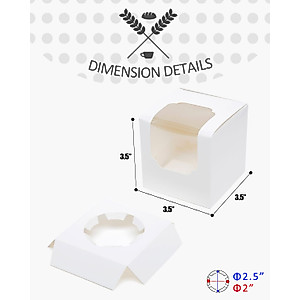 qiqee 60-Packs Cupcake Boxes Auto-pop up Individual Cupcake Container White 3.5" x 3.5" x 3.5" Single Cupcake Boxes
