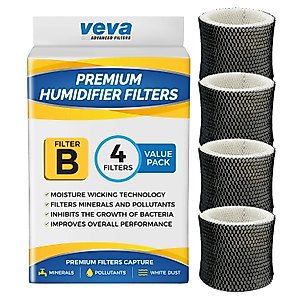 VEVA 4 Pack Premium Humidifier Filters Replacement for Holmes Filter B, HWF64, and Other Sunbeam Bionaire Cool Mist Humidifiers