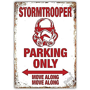 ELEtina Vintage Metal Stormtrooper Parking Only Wall Iron Painting Tin Warning Sign Decorative Signs & Plaques, 8 X 12 Inch, One color8-13
