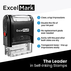 ExcelMark Large Return Address Stamp - Up to 5 Lines - Custom Self Inking Rubber Stamp - Customize Online with Many Font Choices - Large Size