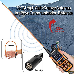 2 Pack BaoFeng UV-21R (Upgrade of UV-5R) Ham Radio Handheld Long Range Walkie Talkies UHF VHF Dual Band 2-Way Radio Full Kit with Type-C Cable,High Gain Orange Antenna and Programming Cable