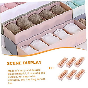 Housoutil 6pcs Storage Box Adjustable Vanity Stool Desktop Drawers Storage Box Plastic Socks Sock Drawer Organizer Scarf Compartment Underwear Box Sock Underwear Drawer Organizer Pink Grid
