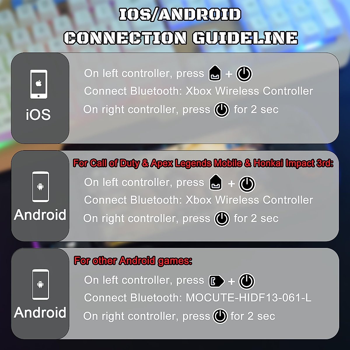 Mobile Gaming Controller for iPhone iOS Android Wireless Gamepad Joystick - One-Handed Mobile Gamepad - Magnetic Storage - Call of duty- Direct Play