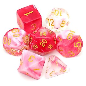 Haxtec DND Dice Set 7PCS Polyhedral D&D Dice for Roleplaying Dice Games as Dungeons and Dragons (Pink White Clear)