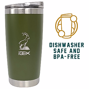 iBEX Tumbler 20 oz Stainless Steel Vacuum Insulated Tumbler With Magnetic Slider Lid (Olive Green)