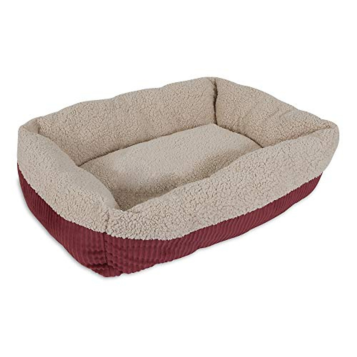 Petmate Aspen Pet 80136 Self Warming Rectangular Lounger For Pets, 24" x 20", Warm Spice With Creme, Barn Red/Cream