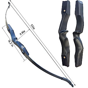 Monsour Archery 53" Takedown Recurve Bow and Arrows Set for Adults Metal Riser Longbow Kit Right Hand Straight Bow for Beginner Hunting Shooting Practice 30 40lb （30lb）