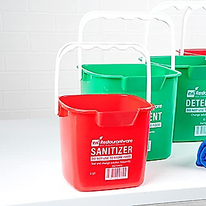 Restaurantware Clean 3 Quart Cleaning Bucket, 1 Detergent Square Bucket - With Measurements, Built-In Spout & Handle, Red Plastic Utility Bucket, For Home Or Commercial Use