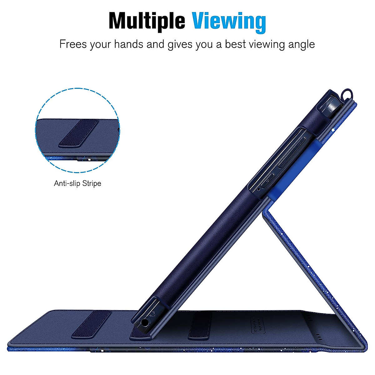 Fintie Folio Case for Onn. 10.1" Tablet 2020 (Model: 100011886), Multiple Angle Viewing Smart Stand Protective Cover with Pocket, Pencil Holder for Onn 10 inch Tablet 2020 Generation 2 (Starry Sky)