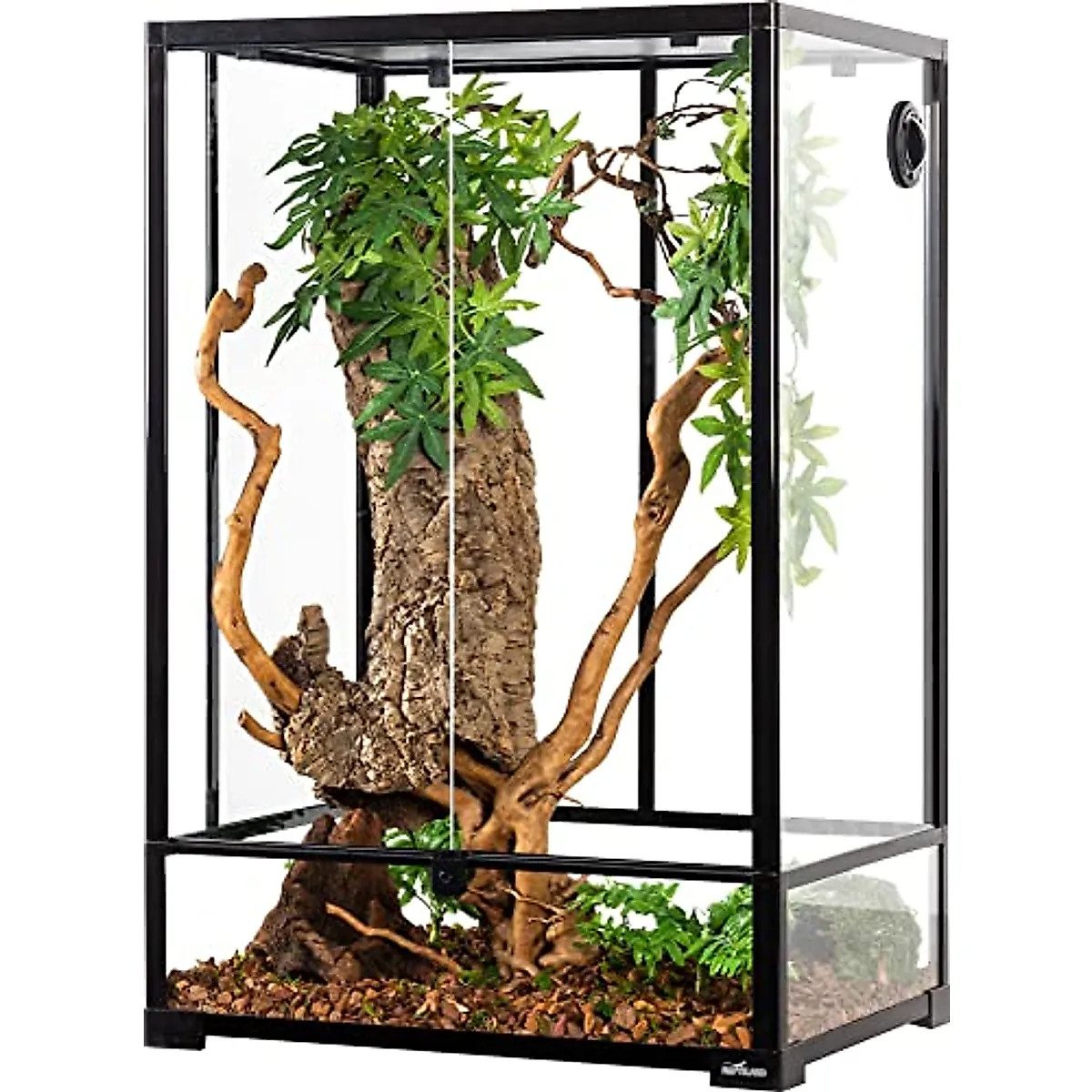 TRIXIE 64 Gallon Vertical Glass Terrarium, Double Hinged Doors, Mesh Top, Waterproof Base, Black