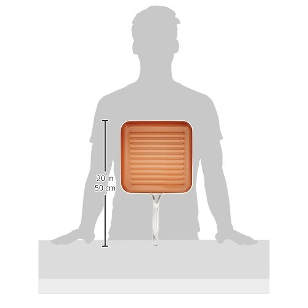 Gotham Steel Grill Pan – 10.5” Square Aluminum Grill Pan with Nonstick Surface, Sear Ridges and Stainless Steel Handle, Dishwasher and Oven Safe