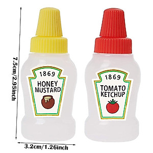 U&S 2pcs 25ml/0.84oz Mini Ketchup Bottle Condiment Squeeze Bottles Honey Mustard Squeezable Jar Portable Sauce Container for School Office Worker Bento Box BBQ, Yellow,red